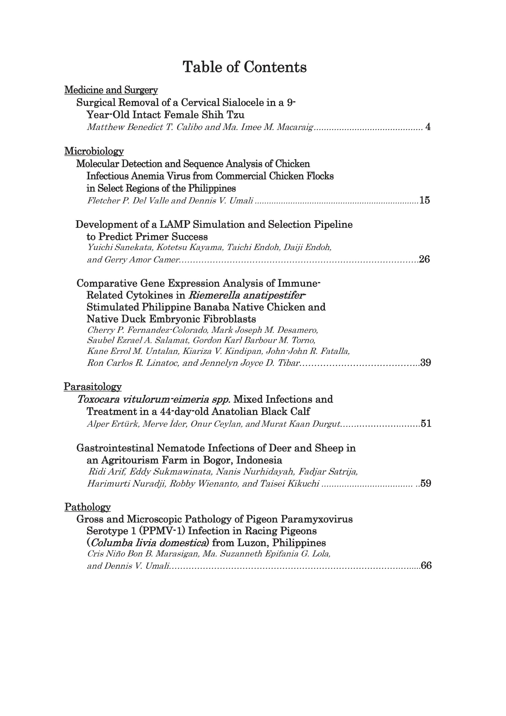 Volume 61: Issue 1 – Philippine Journal of Veterinary Medicine